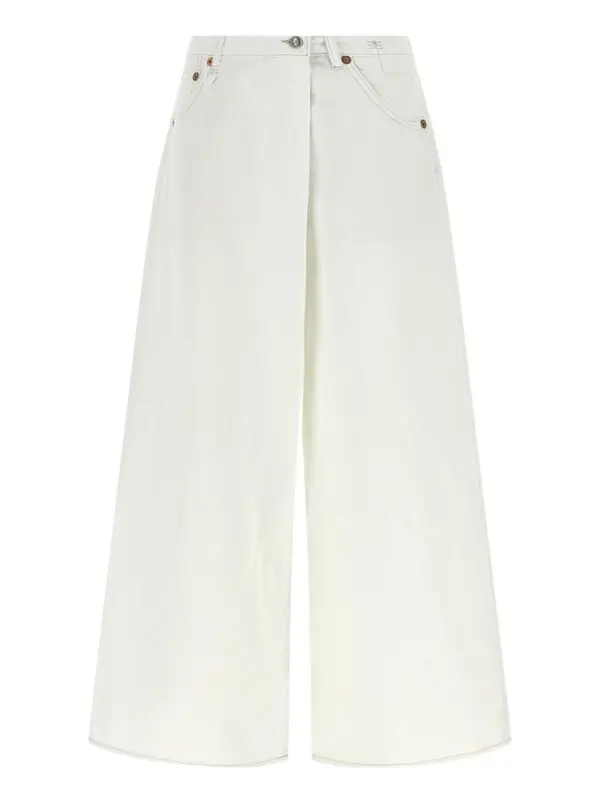 R13 Belt Loop Wide Leg Jeans - White