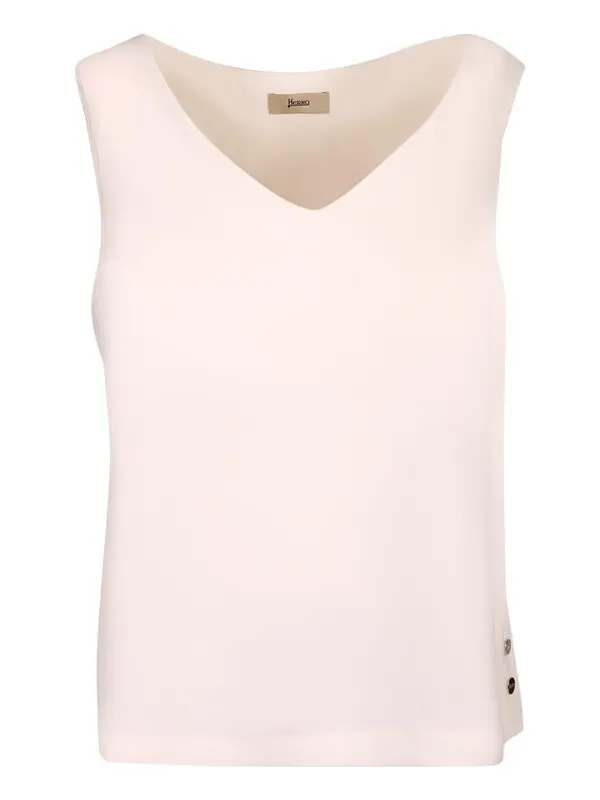Herno Sleeveless V-neck Top With Silver-tone Hardware - Pink