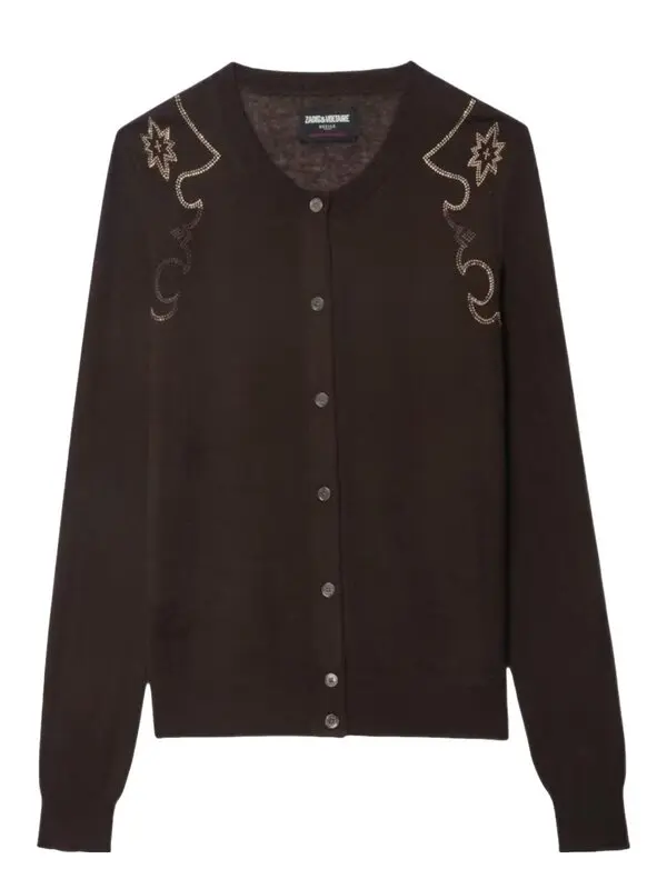 Zadig&Voltaire Missya Embellished Cardigan - Dark Chocolate