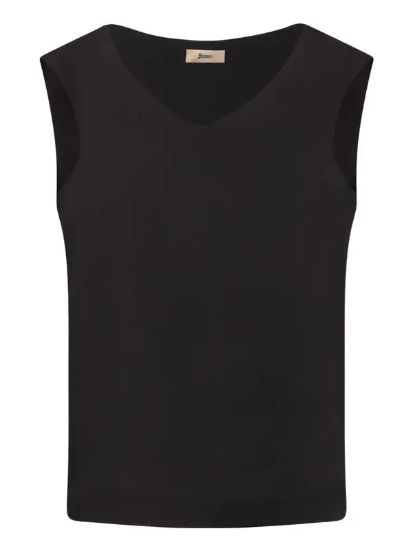 Herno Sleeveless V-neck Top With Button Detail - Black