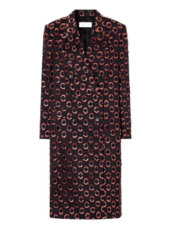 Dries Van Noten Double-breasted Polka-dot Fil-coupé Silk-blend Coat - Black