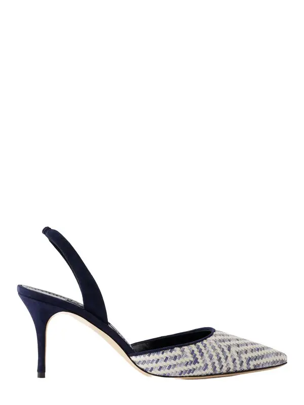Manolo Blahnik Raffia Slingback Pumps - Black