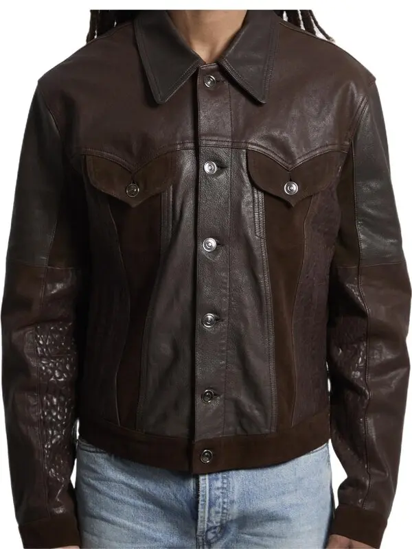 Versace Slim Fit Leather Blouson - Brown