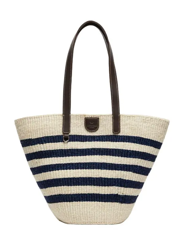 Max Mara Striped Woven Tote Bag - Nude