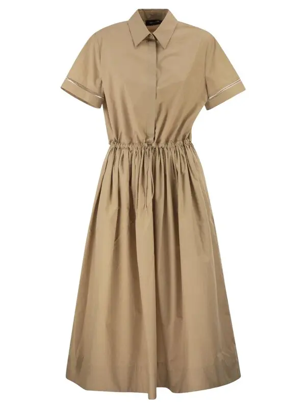 Fabiana Filippi Short-sleeved Poplin Dress With Drawstring - Nude
