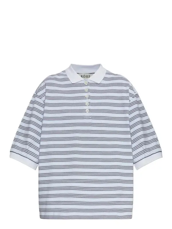RÓHE Oversized Striped Polo T-shirt - Gray
