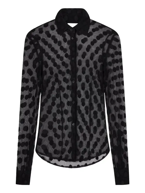 Dries Van Noten Polka-dot Cotton-blend Tulle Shirt - Black