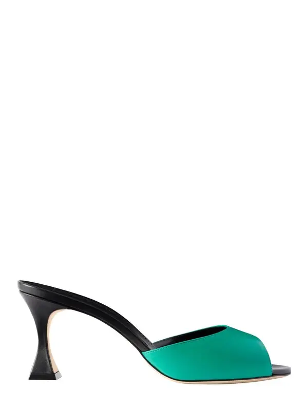 Manolo Blahnik Leather Mules - Green
