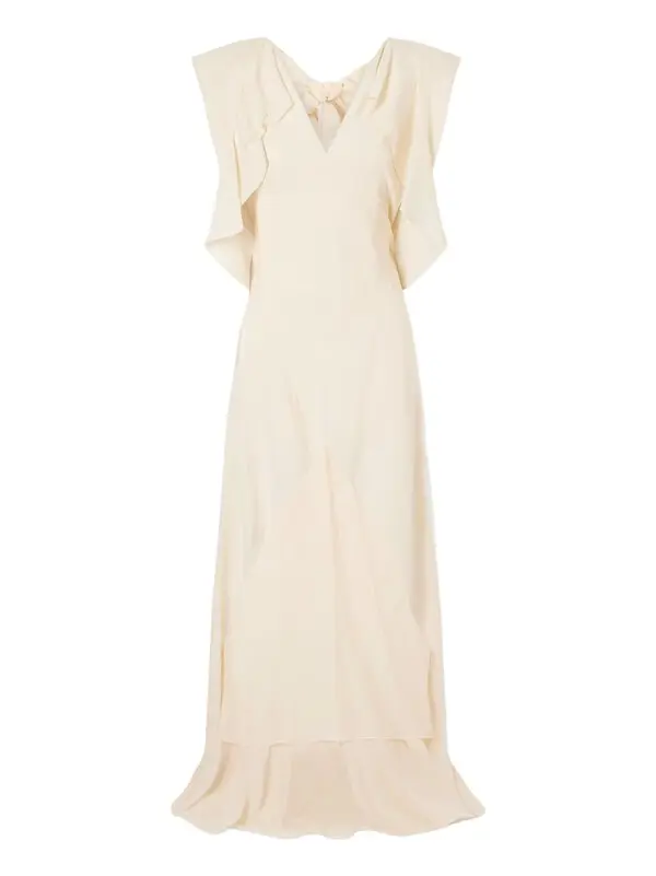 LANVIN Ruffled V-neck Maxi Dress - White