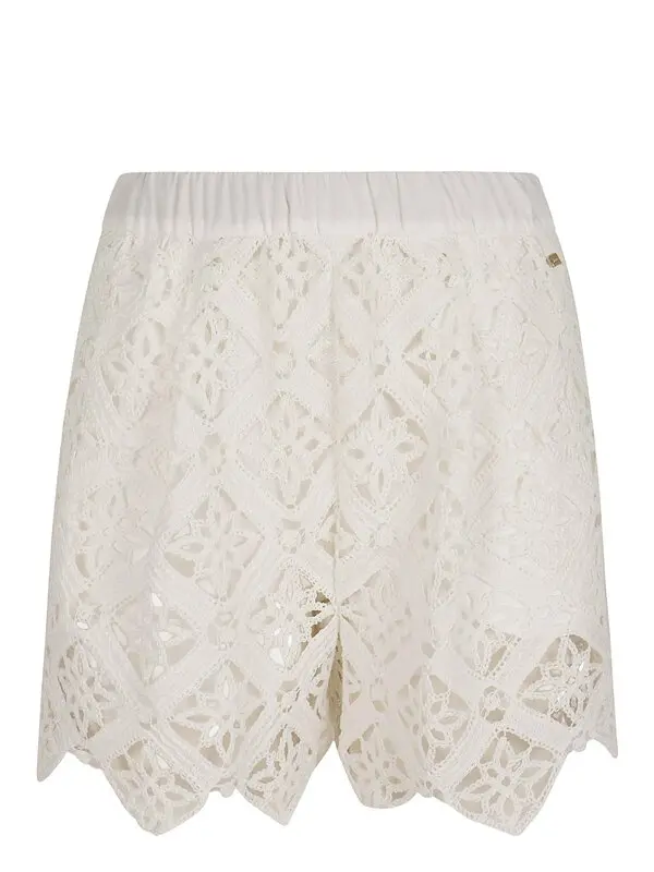 Herno Scalloped Crochet Shorts - White
