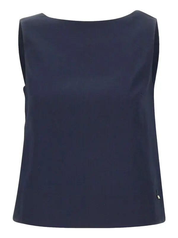 Herno Sleeveless Boat Neck Top With Bow Detail - Blue