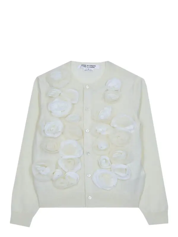 Comme Des Garçons Long Sleeve Knitwear With Floral Embellishments - Off White
