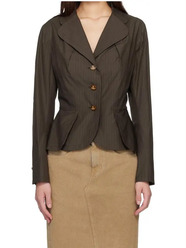 VIVIENNE WESTWOOD Bettina Pinstripe Blazer - Deep Khaki