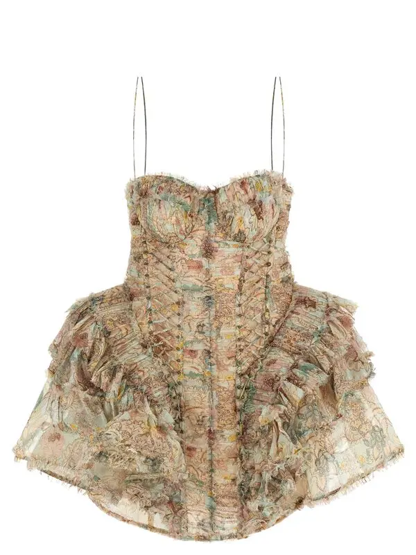 Zimmermann Rebellion Floral Corset Mini Dress - Nude