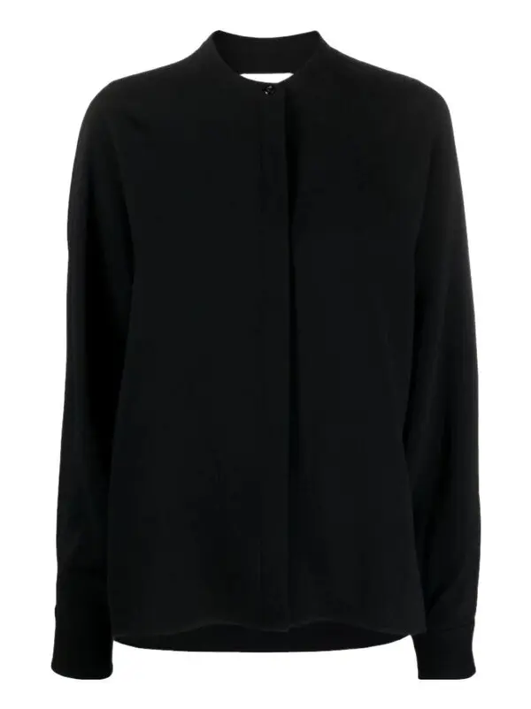 JIL SANDER Long-sleeved Band Collar Shirt - Black