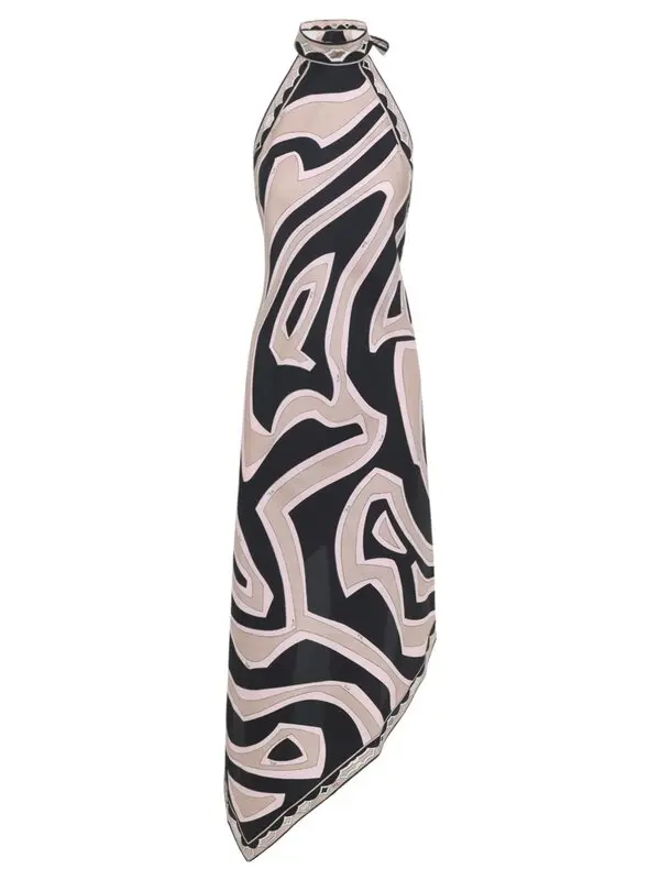Emilio Pucci Labirinto Halterneck Asymmetric Knee-length Dress - Black