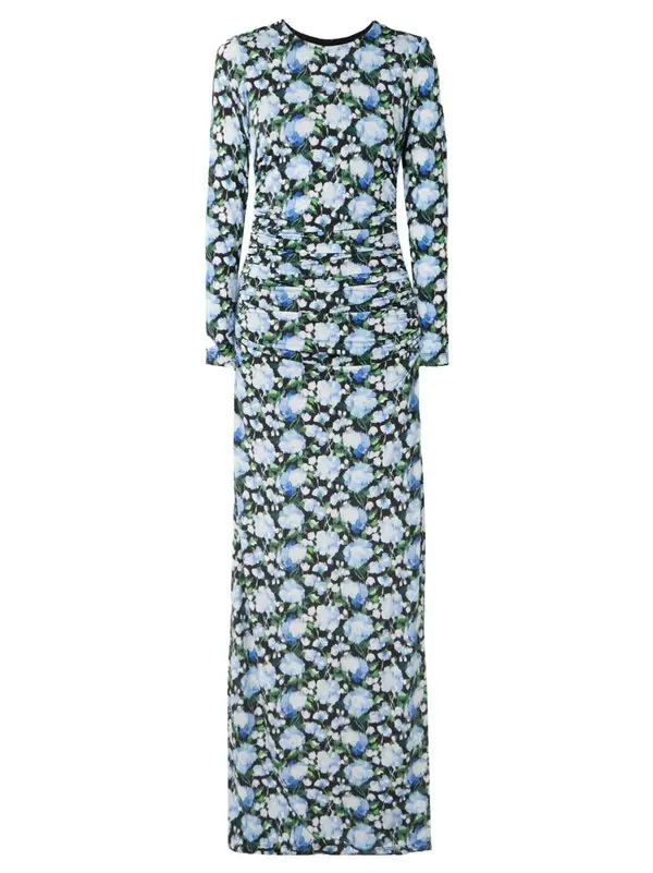 Carolina Herrera Pleated Print Maxi Dress - Multicolor