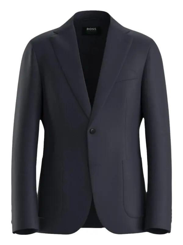 Hugo Boss Long-sleeved Suit Jacket With Classic Collar - Black