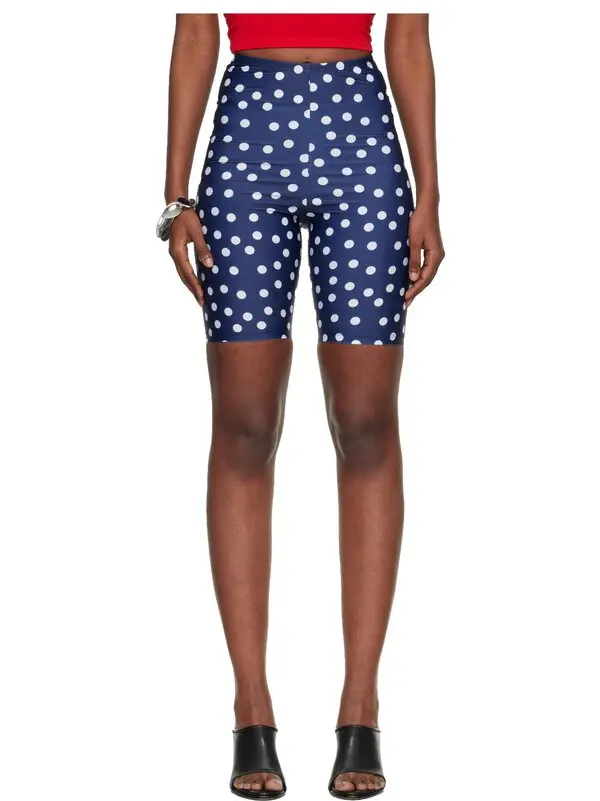 JEAN PAUL GAULTIER High Waisted Polka Dot Shorts - Navy Blue/white