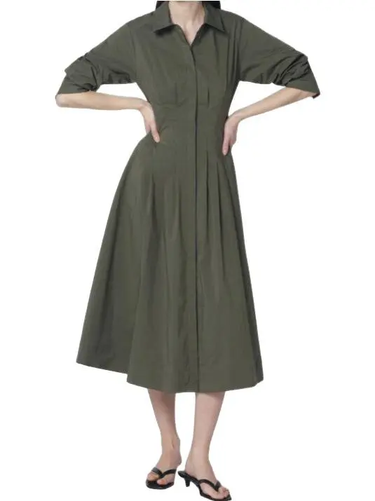 Simkhai Cotton-blend Midi Shirt Dress - Military Green