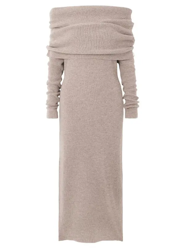 Cult Gaia Carline Off-the-shoulder Wool And Cashmere-blend Midi Dress - Nude