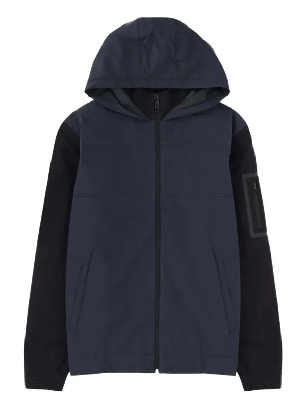 Hugo Boss Zip-up Hooded Jacket With Paneling - Black