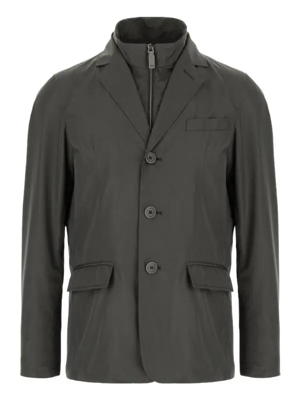 Herno Three-button Jacket With Invisible Zipper - Black