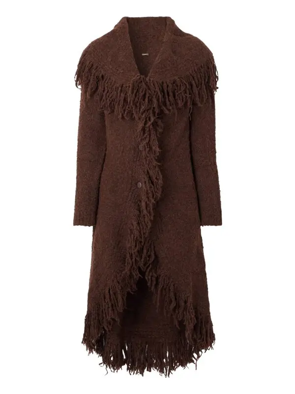 Cult Gaia Victoria Duster Fringed Cardigan - Chocolate