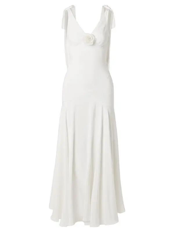 RODARTE Embellished Silk-crepe Maxi Dress - White