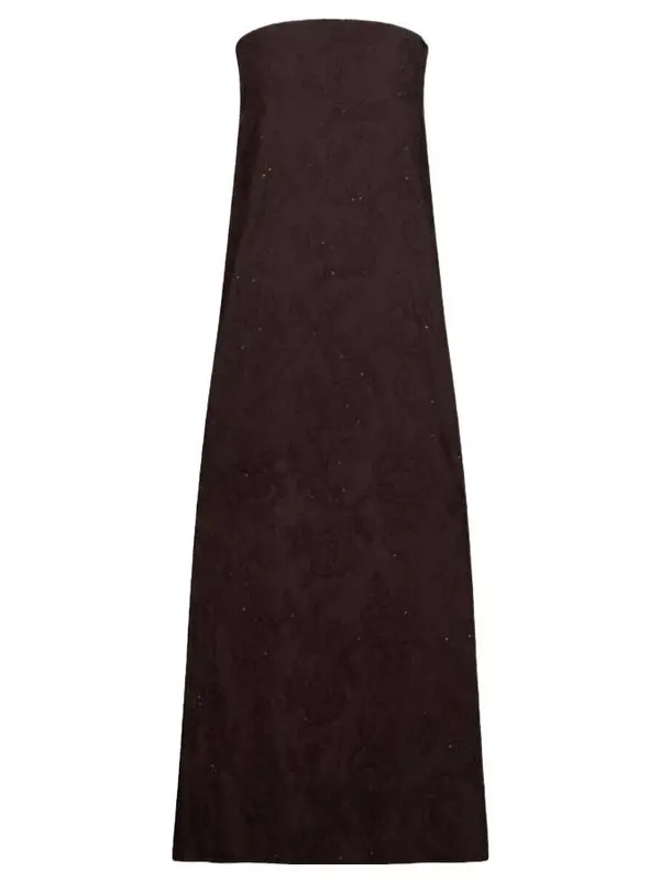 Liu Jo Floral Embroidered Sleeveless Midi Dress - Dark Brown