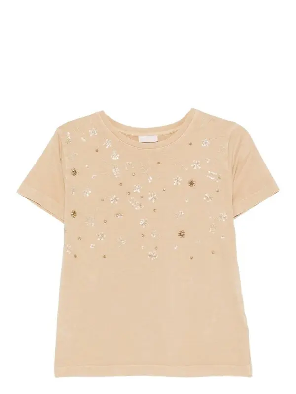 Liu Jo Sequin Embellished T-shirt - Nude