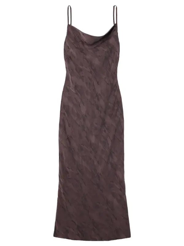 ST. AGNI Printed Satin Midi Dress - Black