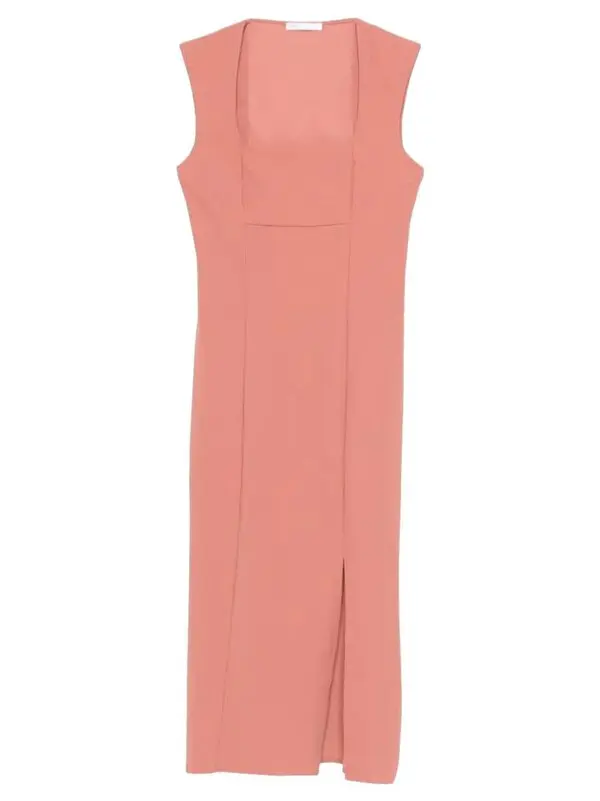 Patrizia Pepe Sleeveless Square Neck Midi Dress With Slit - Terracotta