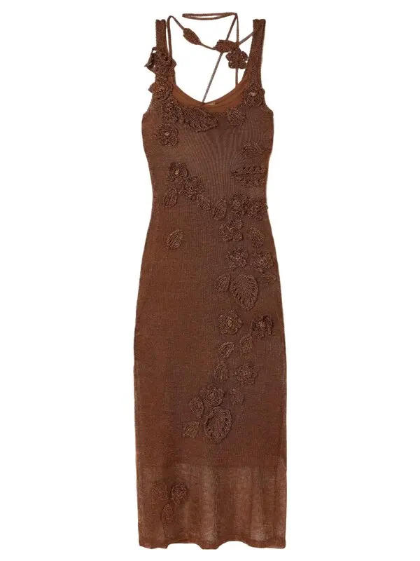 Cult Gaia Pemma Appliquéd Knitted Midi Dress - Brown
