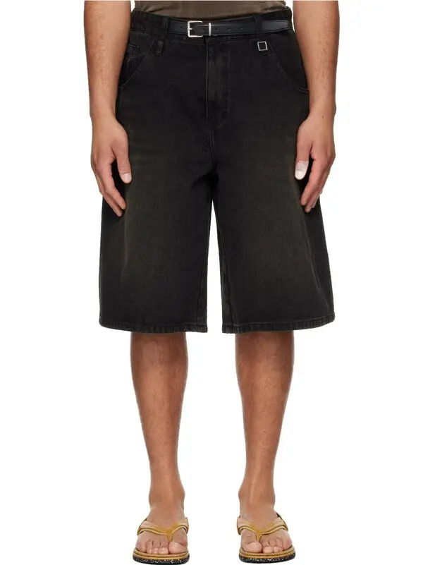 WOOYOUNGMI Drawstring Denim Shorts - Black