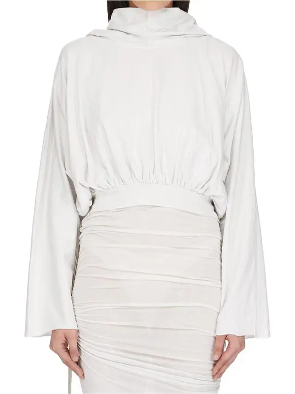Rick Owens Cropped Hooded Top - Milk Color