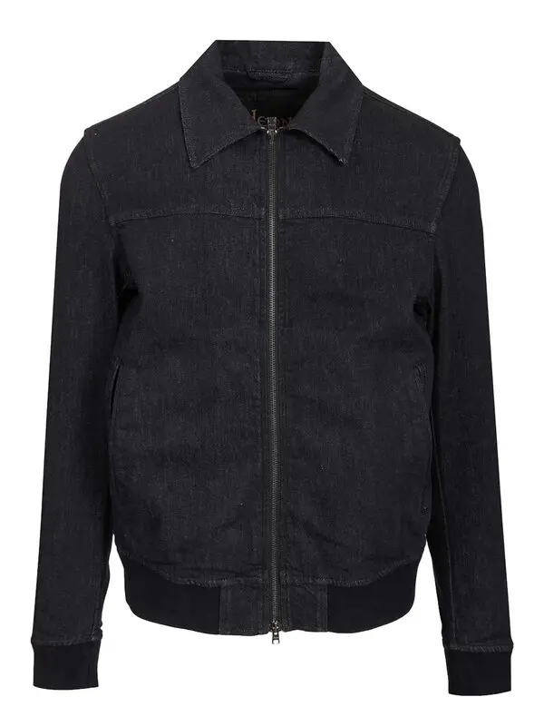 Herno Zip Bomber Denim Jacket - Blue