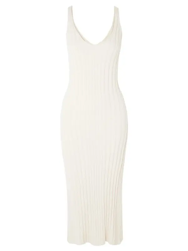 Arch4 Ribbed Sleeveless Midi Dress - White