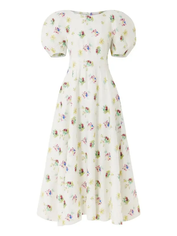 Gabriela Hearst Ranya Floral-print Linen-twill Dress - Ivory