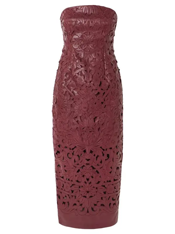 Cult Gaia Raylene Strapless Cutout Floral Midi Dress - Red