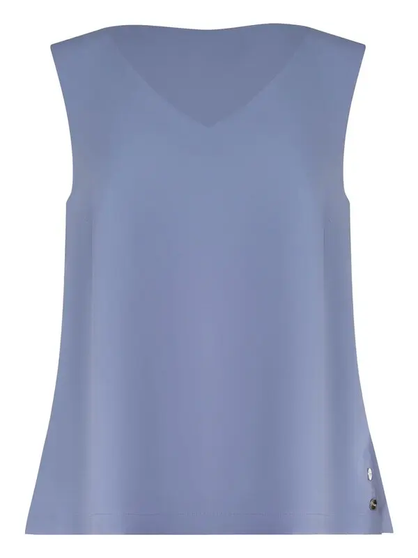 Herno V-neck Sleeveless Top With Curved Hem - Blue