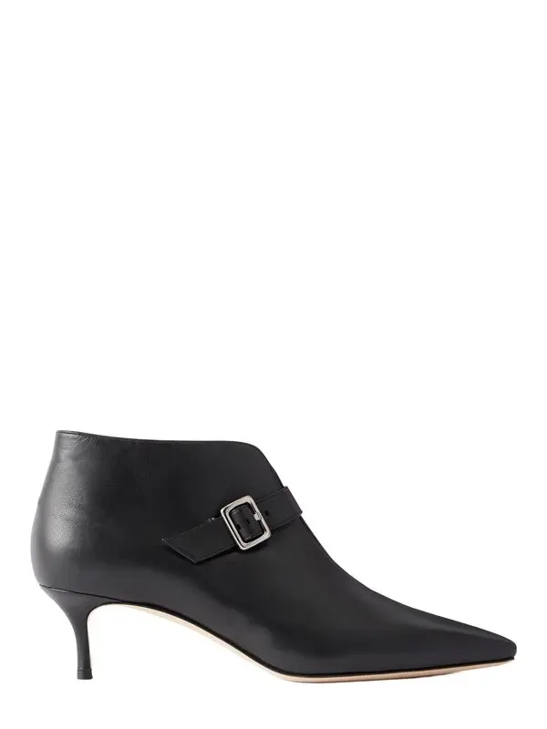 Manolo Blahnik Mendiola Buckled Leather Ankle Boots - Black