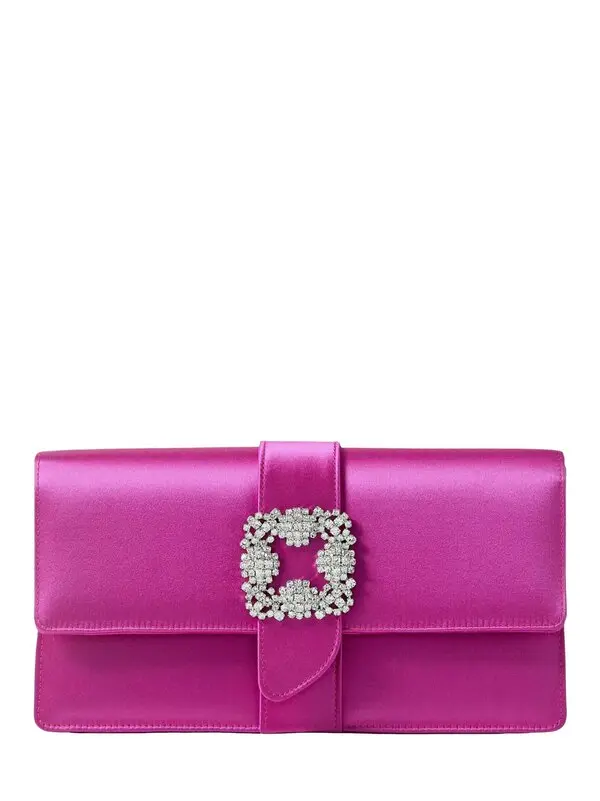 Manolo Blahnik Crystal-embellished Satin Clutch - Pink