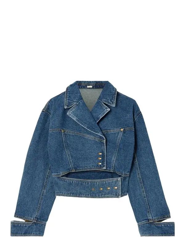 Cult Gaia Georgia Cutout Denim Jacket - Blue