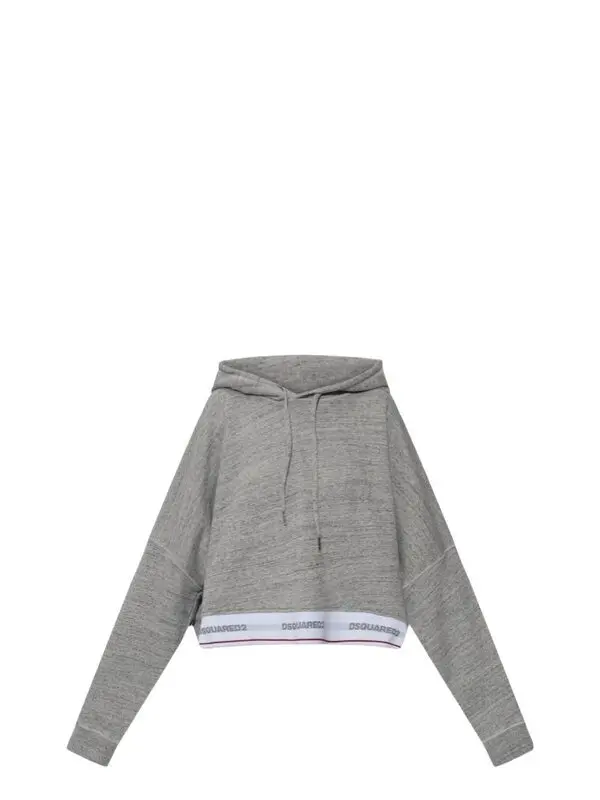 Dsquared2 Logo Trim Cropped Hoodie - Gray