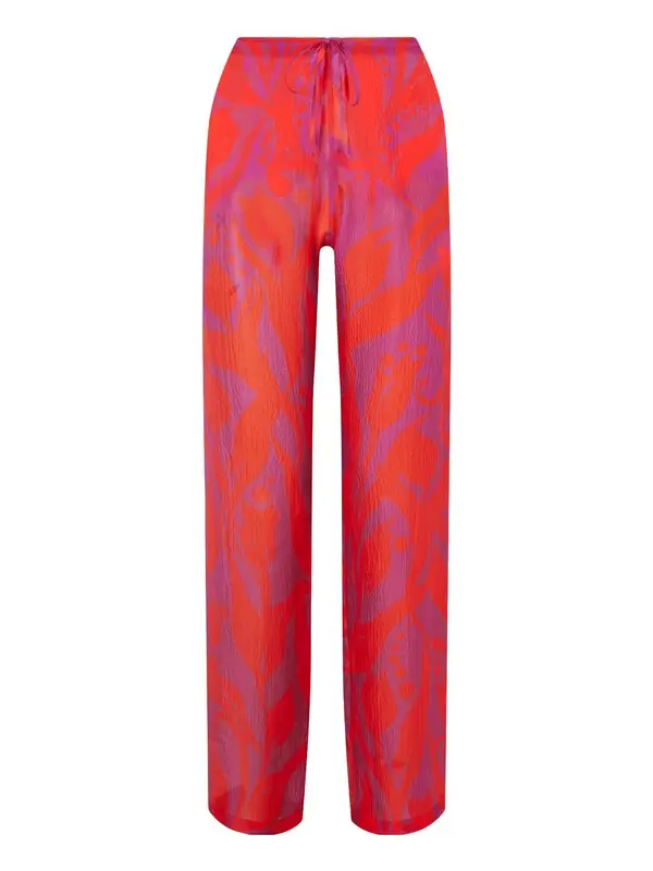 Dries Van Noten Printed Silk-georgette Straight-leg Pants - Red