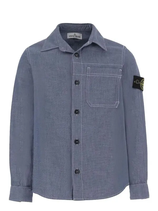 Stone Island Long Sleeve Chest Pocket Shirt - Blue