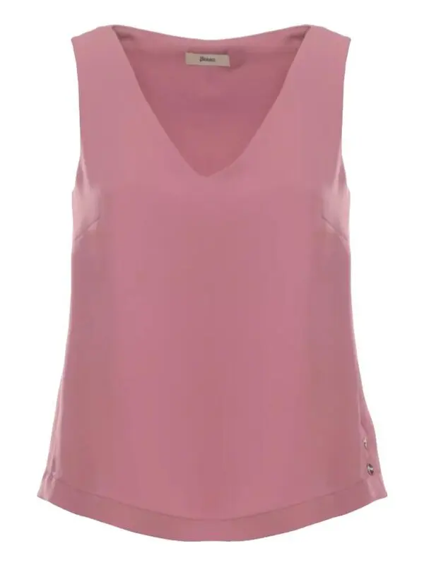 Herno Sleeveless V-neck Top With Button Embellishment - Pink