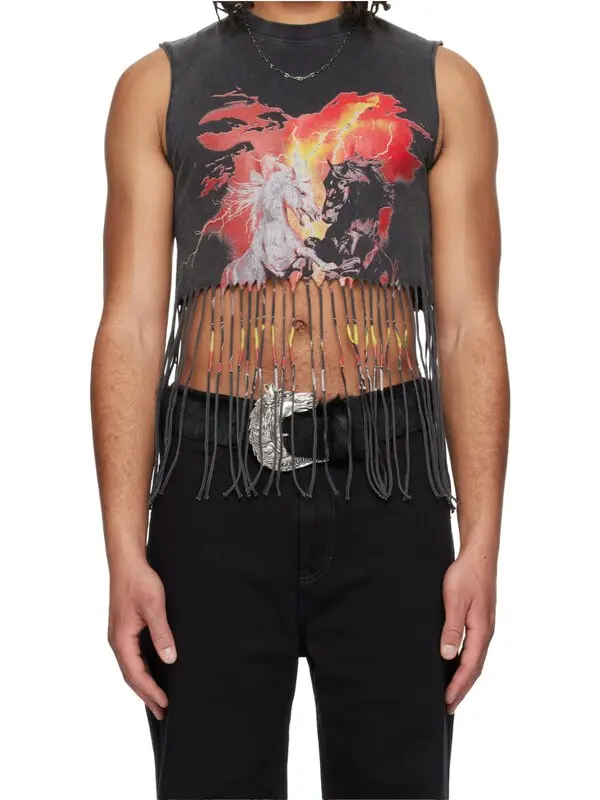 LU'U DAN Year Of The Horse" Series Sleeveless Bronco T-shirt - Vintage Black