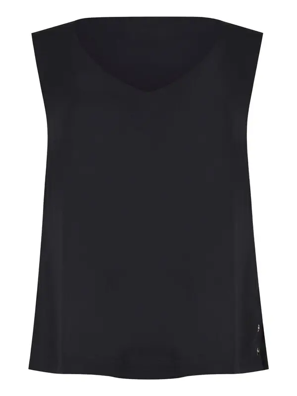 Herno V-neck Sleeveless Top With Curved Hem - Black